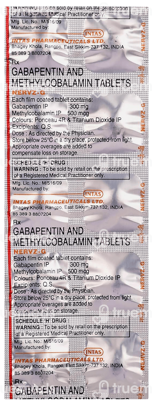 Nervz G 300 Mg/500 MCG | Order Nervz G 300 Mg/500 MCG Tablet Online at ...