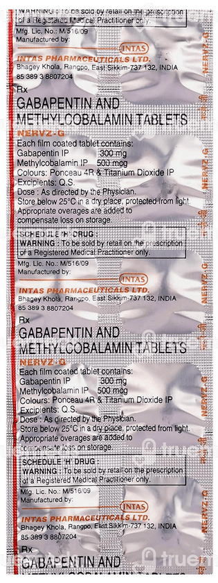 Nervz G 300 Mg/500 MCG | Order Nervz G 300 Mg/500 MCG Tablet Online at ...