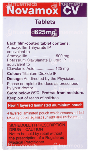 Novamox CvV 625mg Tablet: Uses, Side Effects, Price & Substitutes