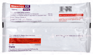 Novamox CvV 625mg Tablet: Uses, Side Effects, Price & Substitutes