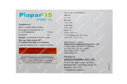 Piopar 15 MG Tablet 30 - Uses, Side Effects, Dosage, Price | Truemeds