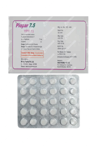 Piopar 7.5 Tablet 30: Uses, Side Effects, Price & Substitutes