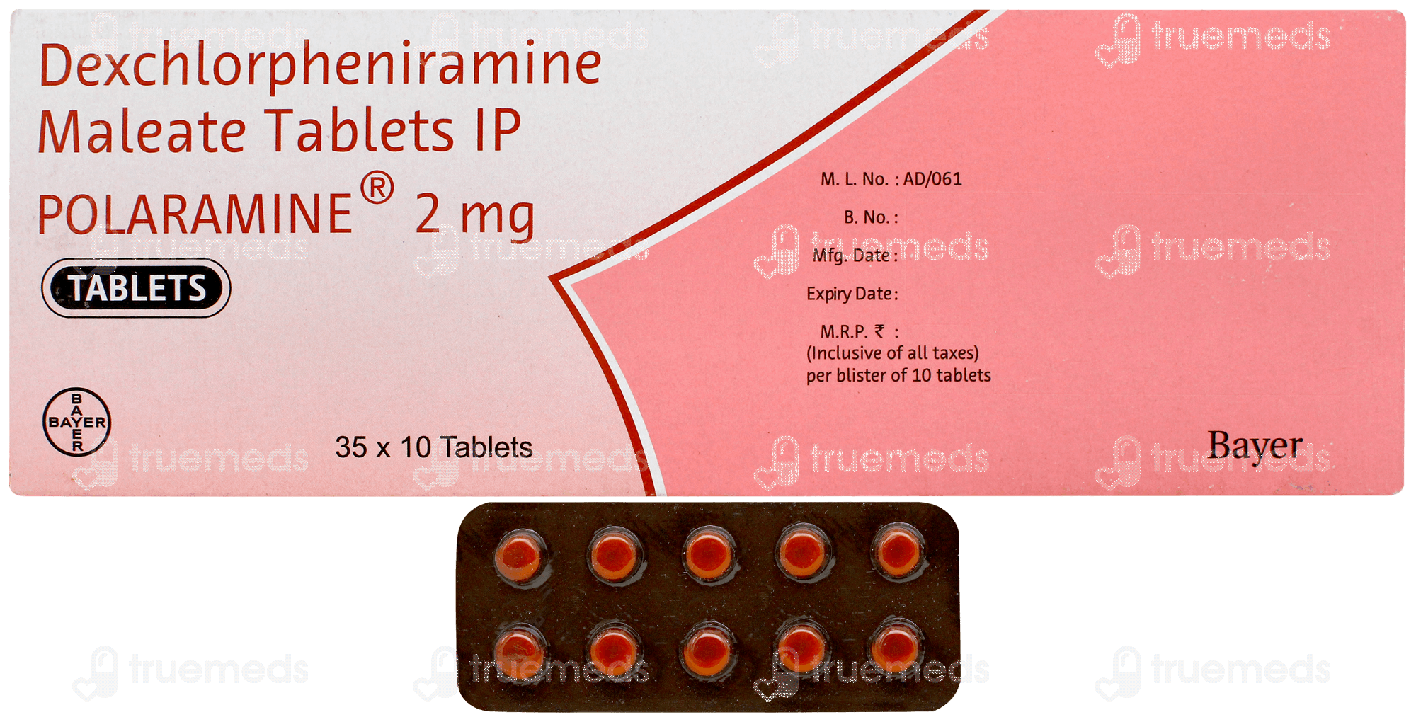 Polaramine 2 Mg Tablet 10 - Uses, Side Effects, Dosage, Price | Truemeds