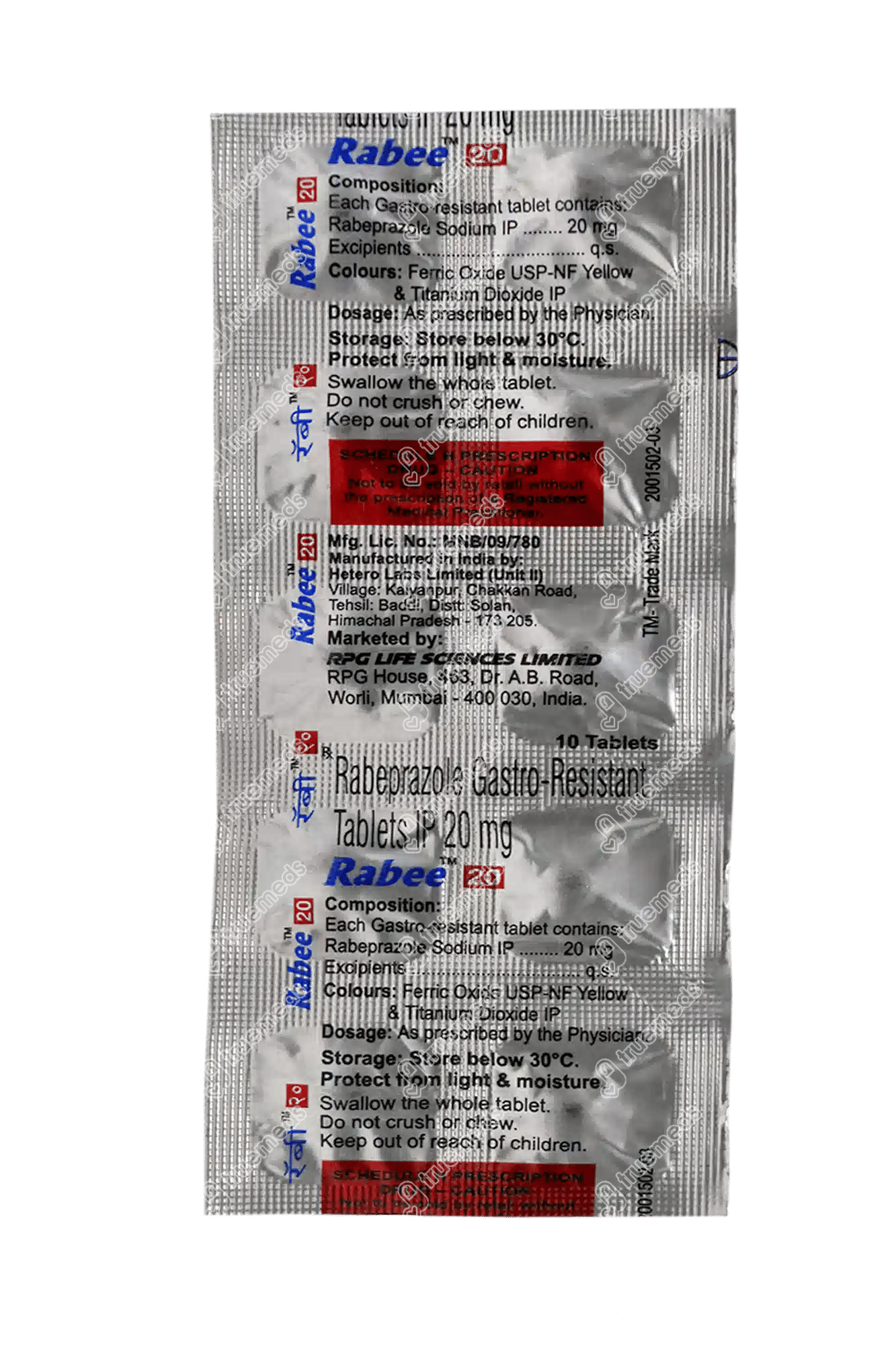 Rabee 20 Mg Tablet 10 - Uses, Side Effects, Dosage, Price | Truemeds