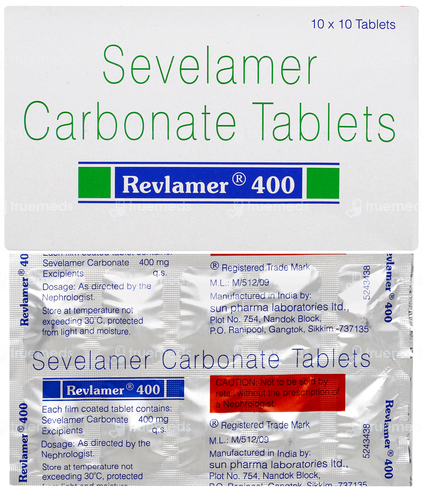 Revlamer 400 Tablet – Control High Phosphate in Kidney Disease