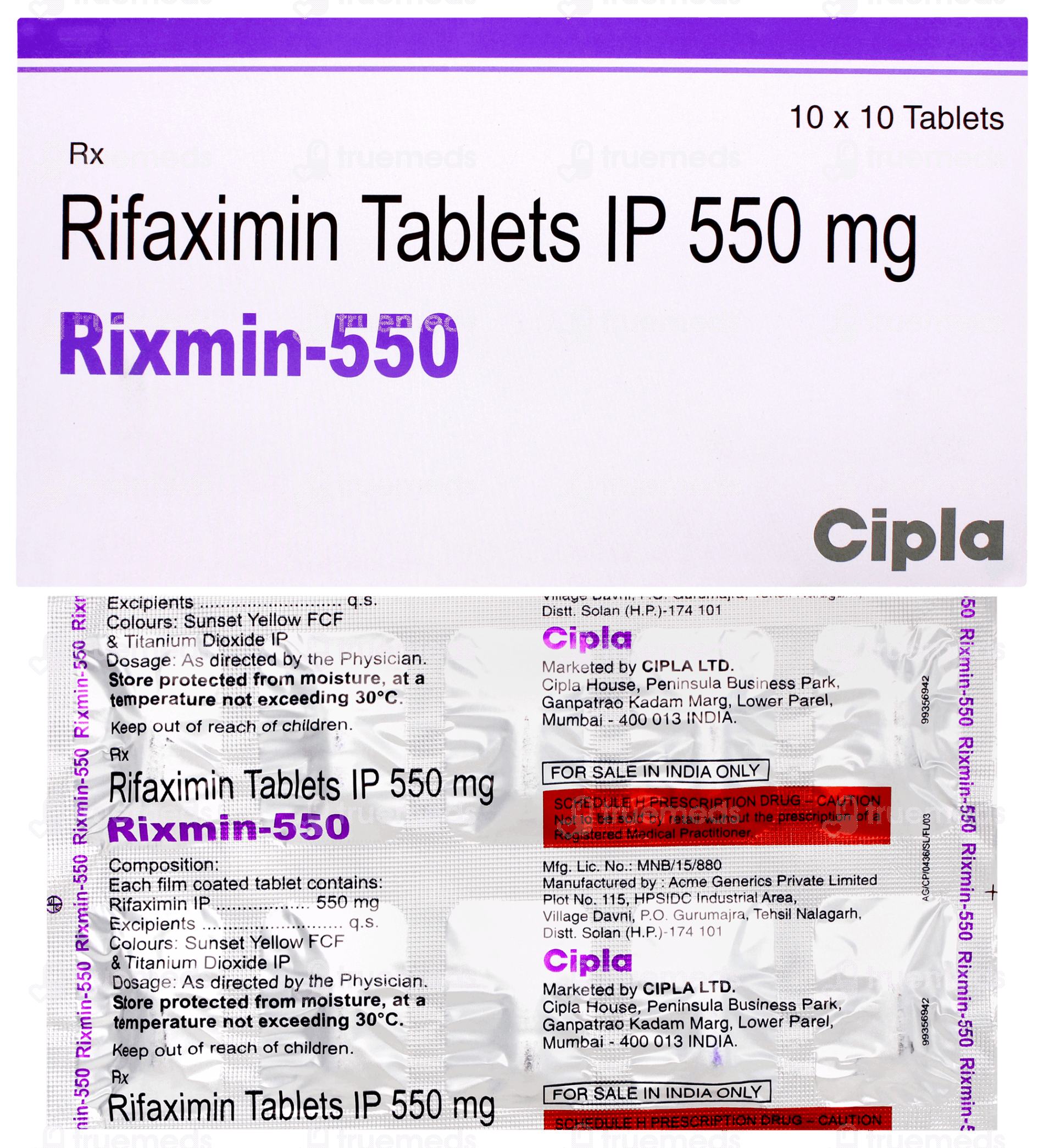Rixmin 550 Mg Tablet 10 - Uses, Side Effects, Dosage, Price | Truemeds