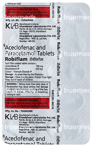 Robiflam 100/325 Mg Tablet: Uses, Side Effects, Price & Substitutes