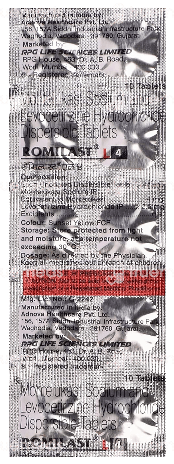 Romilast L 4 Tablet: Uses, Side Effects, Price & Substitutes