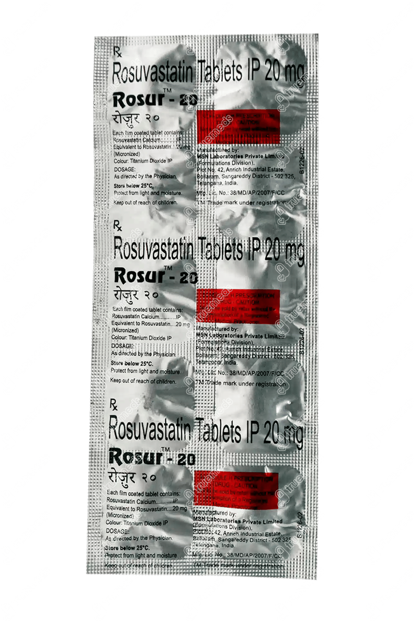 Rosur 20 Tablet 10: Uses, Side Effects, Price & Substitutes