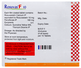 Rosuvas F 10/160 MG Tablet 15: Uses, Side Effects, Dosage, Price | Truemeds
