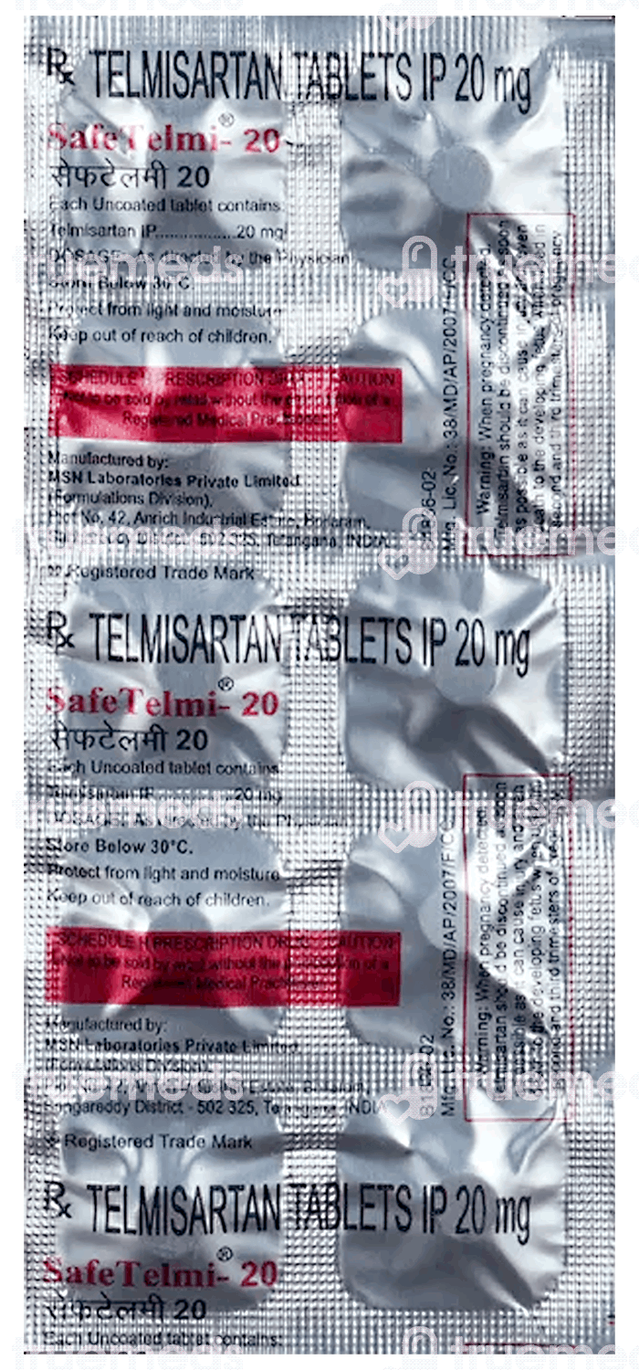 Safetelmi 20 Tablet 10: Uses, Side Effects, Price & Substitutes