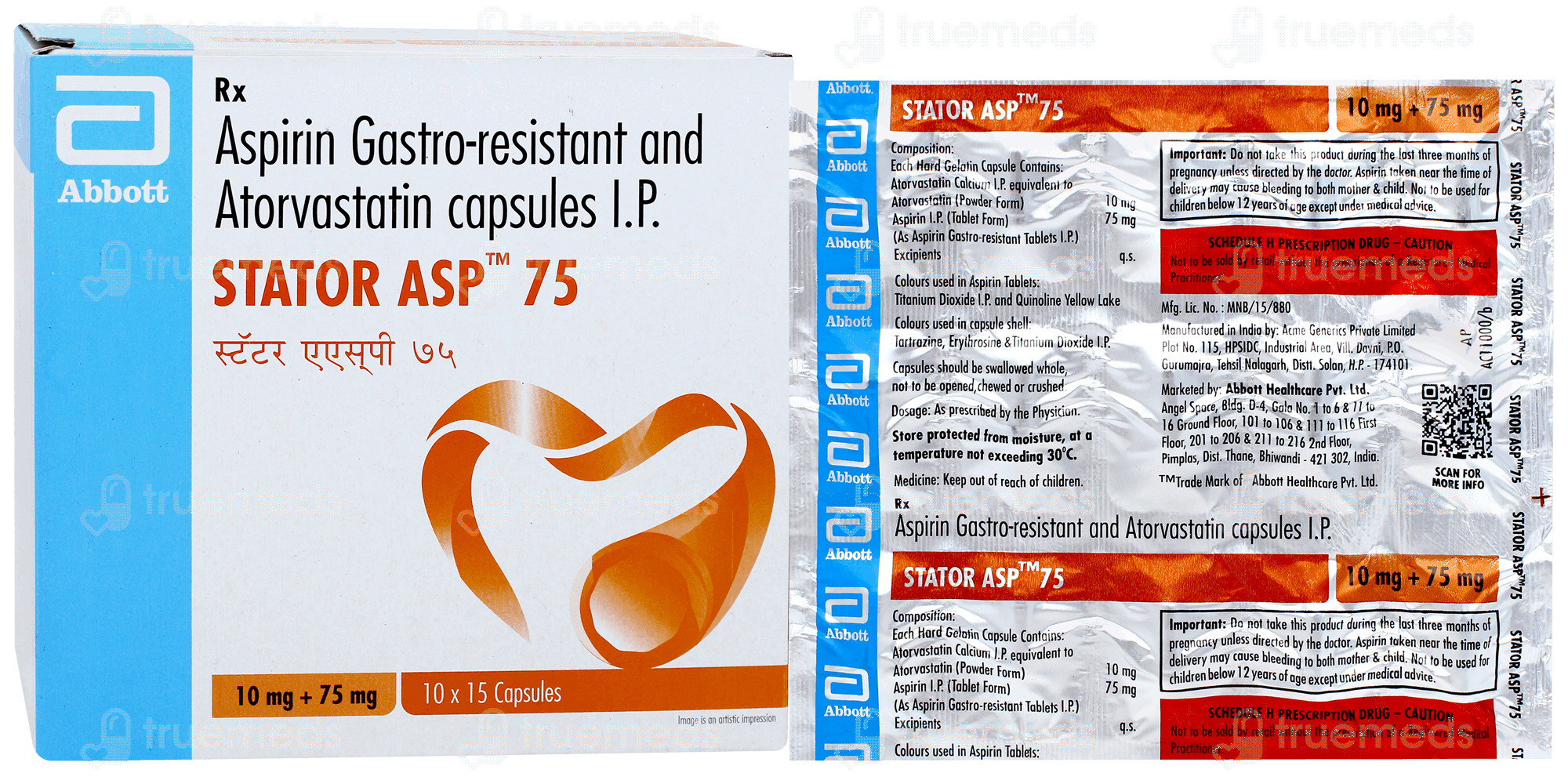 Stator Asp 10/75 MG | Order Stator Asp 10/75 MG Capsule Online at Truemeds