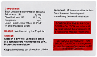 Telma Ct 40/12.5 MG | Order Telma Ct 40/12.5 MG Tablet Online at Truemeds