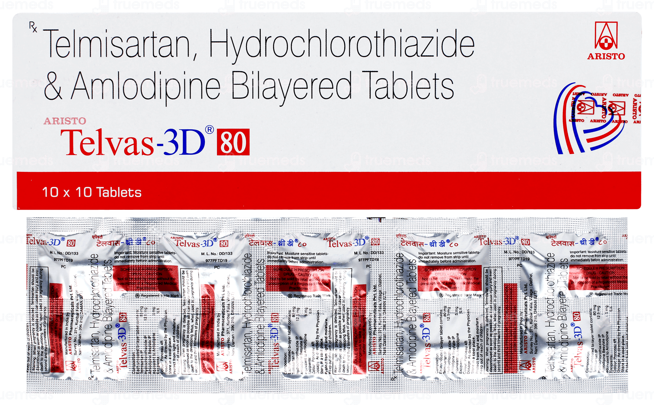 Telvas 3d 80/5/12.5 MG | Order Telvas 3d 80/5/12.5 MG Tablet Online at Truemeds