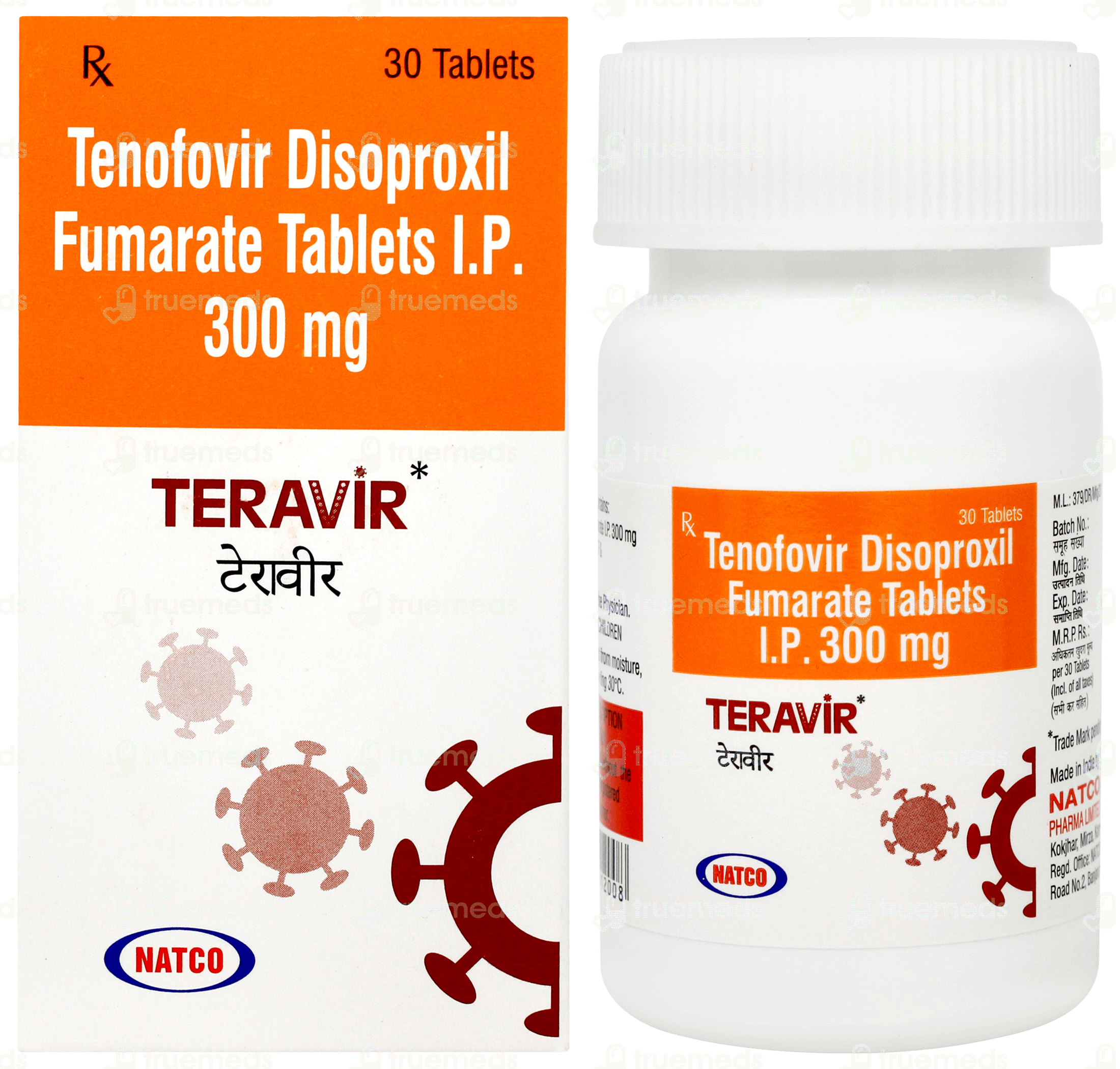 Teravir 300 Mg Tablet 30 - Uses, Side Effects, Dosage, Price | Truemeds