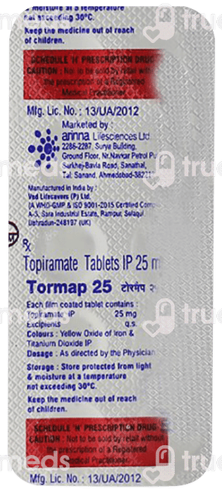 Tormap 25 MG | Order Tormap 25 MG Tablet Online at Truemeds