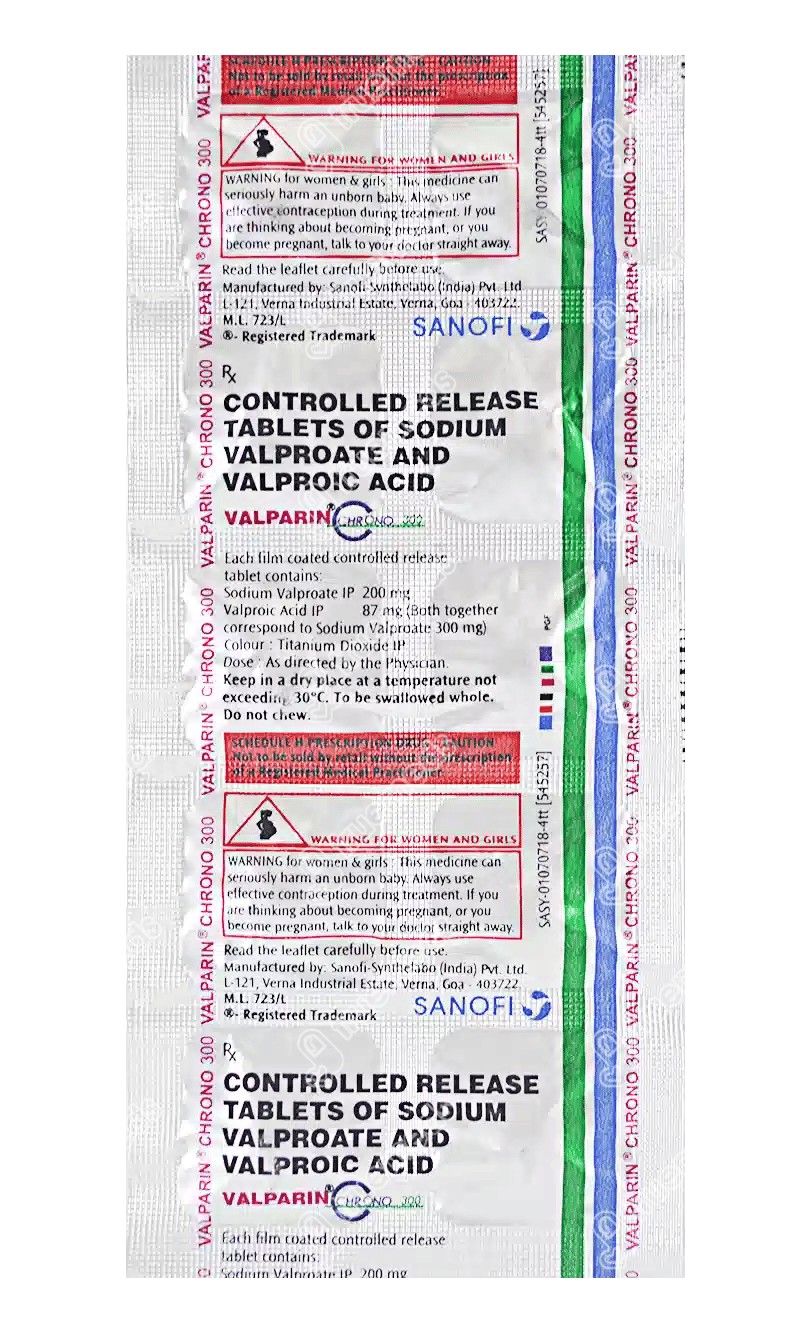 Valparin Chrono 300 Tablet 10: Uses, Side Effects, Price & Substitutes