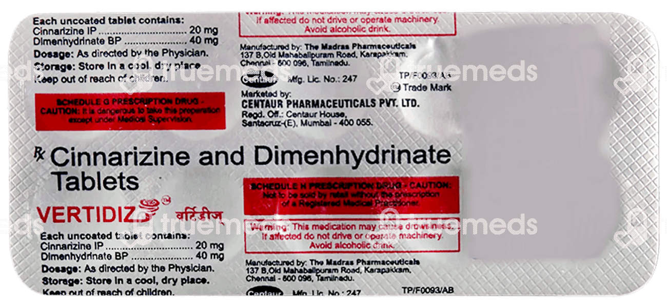 Vertidiz 20/40 MG | Order Vertidiz 20/40 MG Tablet Online at Truemeds