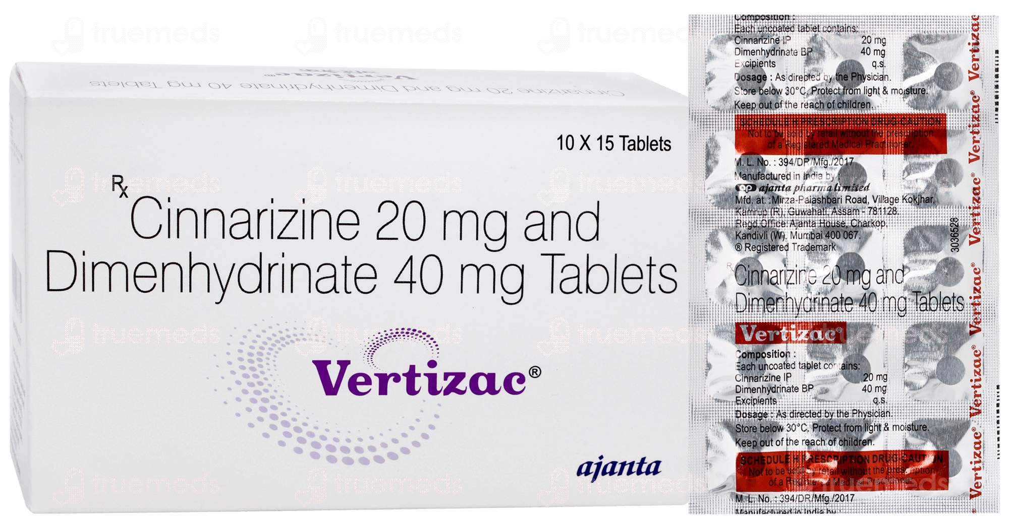 Vertizac 20/40 MG | Order Vertizac 20/40 MG Tablet Online at Truemeds