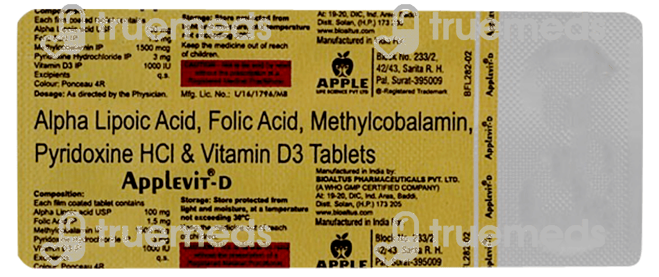 Applevit D Tablet 10 - Uses, Side Effects, Dosage, Price | Truemeds