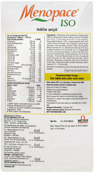Menopace Iso Tablet 30 - Uses, Side Effects, Dosage, Price | Truemeds
