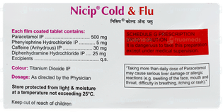 Nicip Cold Flu Tablet 10 - Uses, Side Effects, Dosage, Price | Truemeds