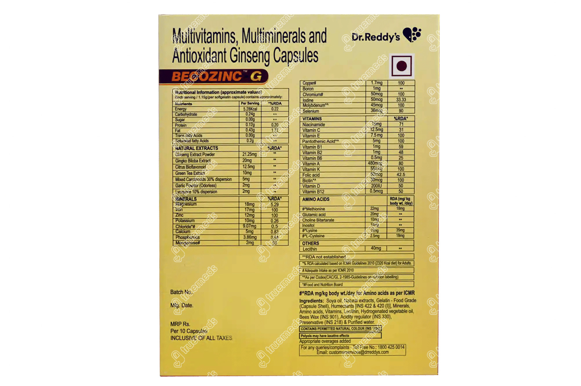 Becozinc G Capsule | Order BECOZINC G Capsule 10 Online at Truemeds