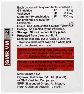 Gmr Vm 1/0.2/500mg Tablet Pr 15: Uses, Side Effects, Price & Substitutes