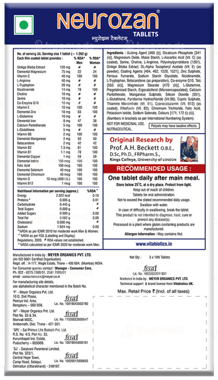 Neurozan Tablet 30 - Uses, Side Effects, Dosage, Price | Truemeds