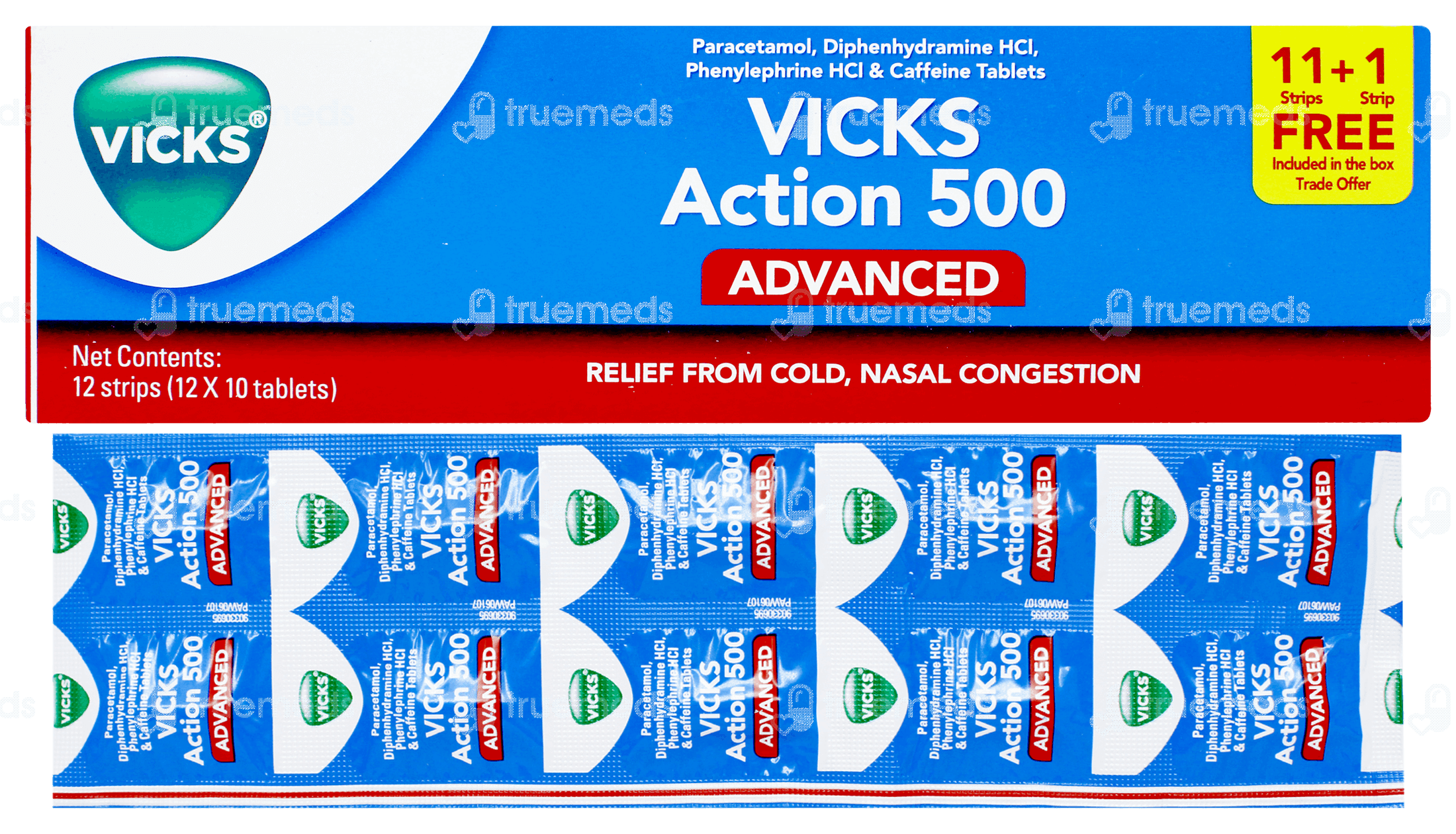 Vicks Action 500 Mg Tablet 10 - Uses, Side Effects, Dosage, Price ...