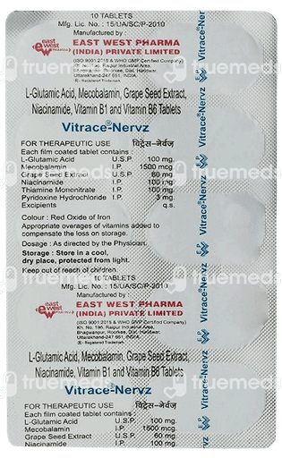 Vitrace Nervz Tablet 10 - Uses, Side Effects, Dosage, Price | Truemeds