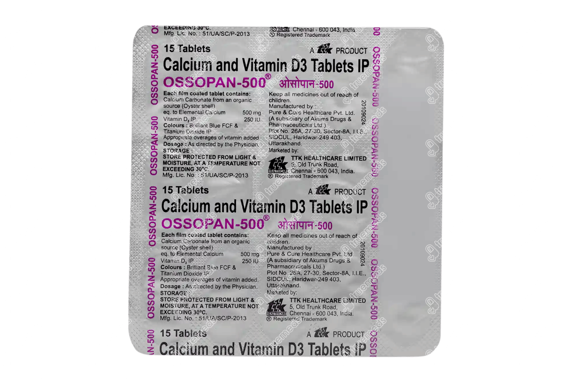 Ossopan 500 Mg/250iu Tablet 15 - Uses, Side Effects, Dosage, Price ...