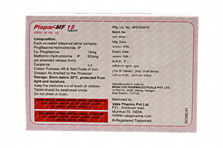 Piopar Mf 15/500 Mg Tablet Er: Uses, Side Effects, Price & Substitutes