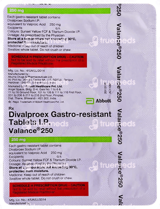 Valance 250 MG Tablet | Order Valance 250 MG Tablet 15 Online at Truemeds