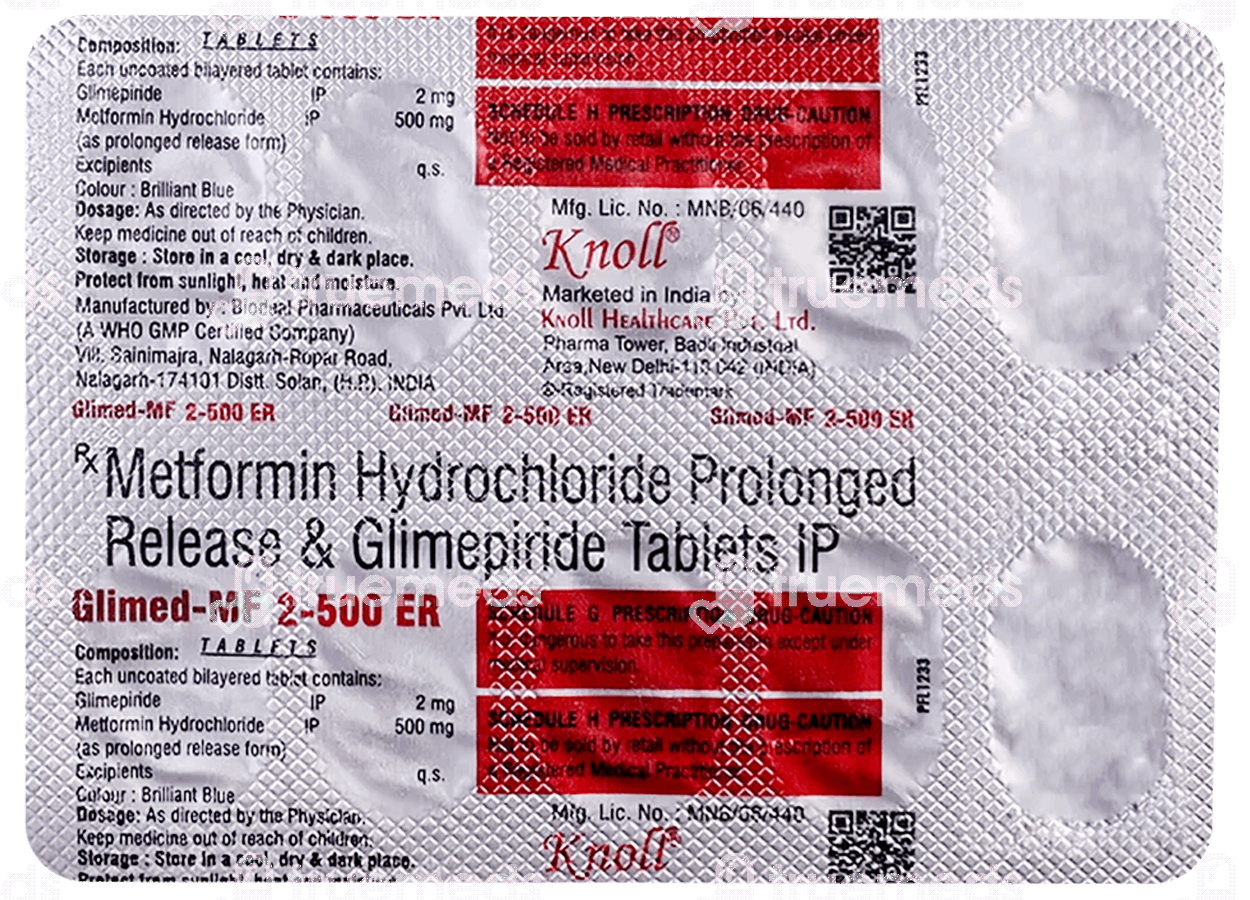 Glimed Mf 2 500 Er Tablet: Uses, Side Effects, Price & Substitutes