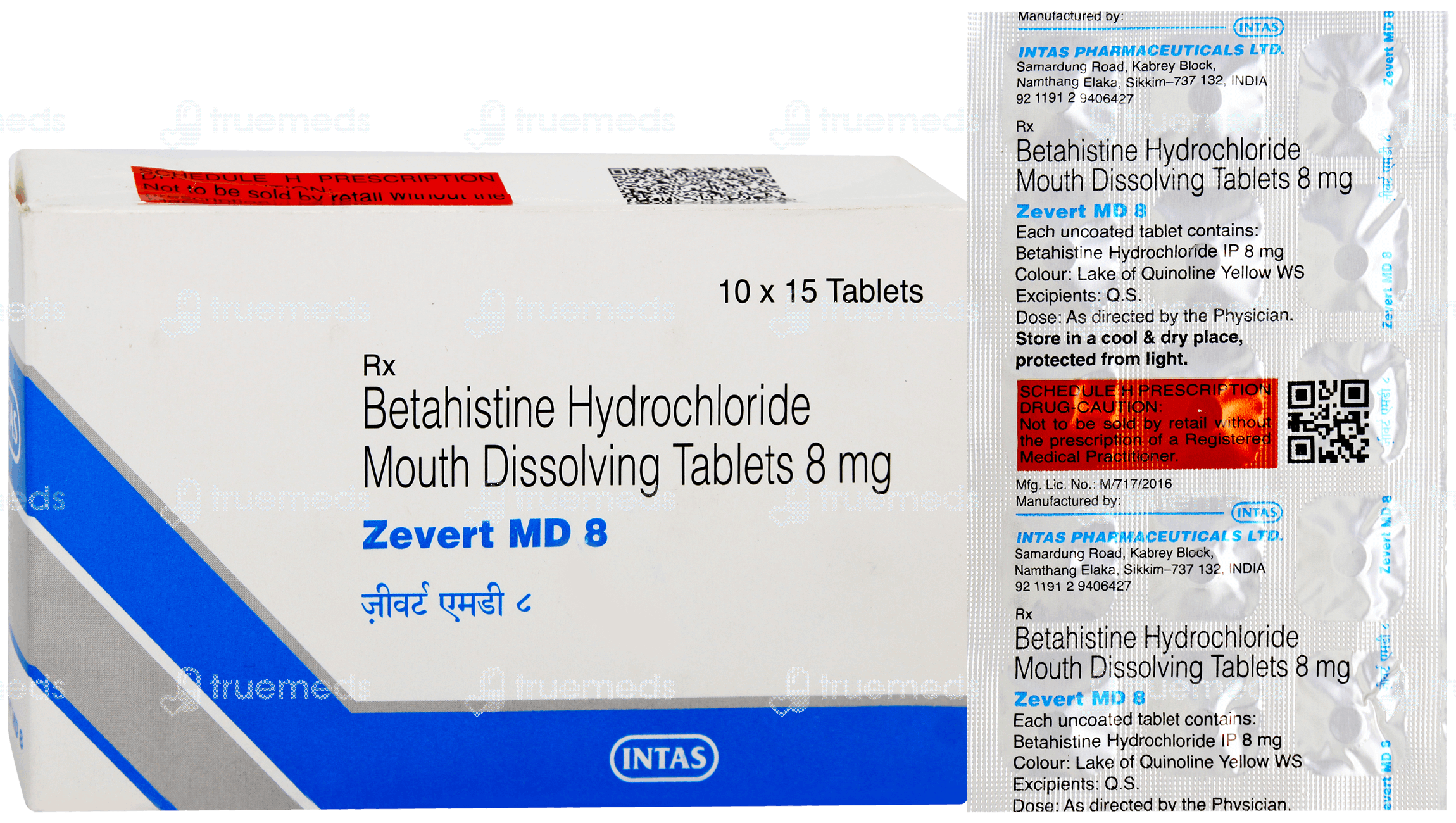 Buy Zevert Md 8 MG Strip Of 15 Tablet Online at Truemeds