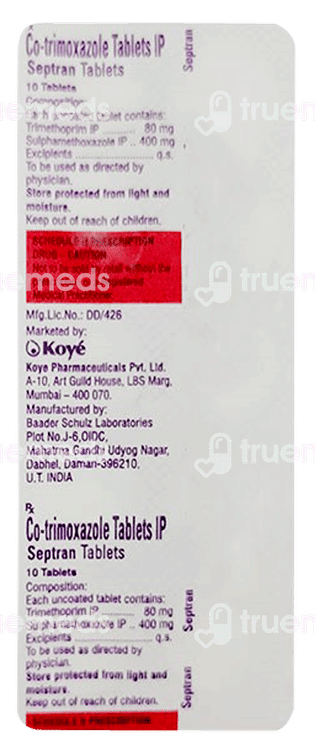 Septran Tablet 10 - Uses, Side Effects, Dosage, Price | Truemeds