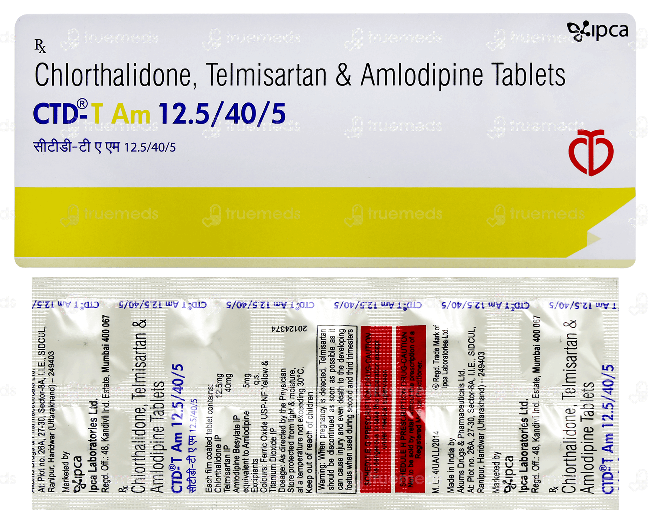 Ctd T Am 12.5/40/5 | Order Ctd T Am 12.5/40/5 Tablet Online at Truemeds