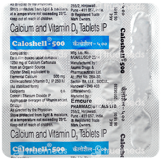 Caloshell 500 Mg250 Iu Tablet 15 - Uses, Side Effects, Dosage, Price ...
