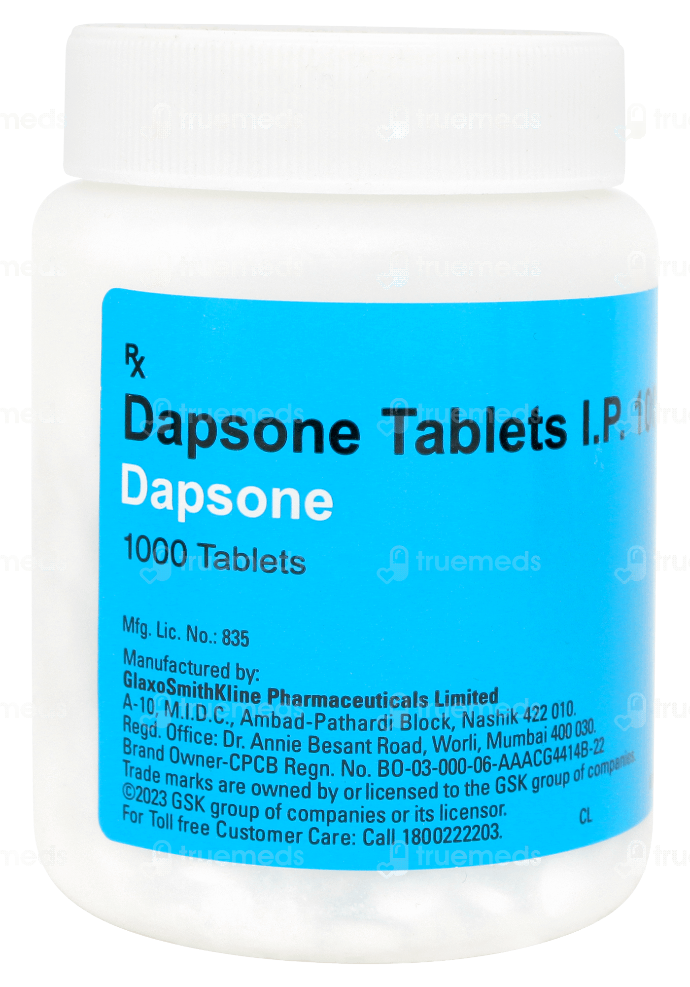 Dapsone 100 MG 10 | Order Dapsone 100 MG Tablet 10 Online at Truemeds