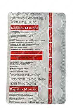 Dapalex M 10/500 MG Tablet Er 10 - Uses, Side Effects, Dosage, Price | Truemeds