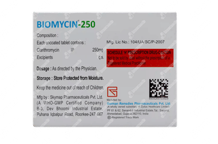 Biomycin 250 Mg Tablet 4 - Uses, Side Effects, Dosage, Price | Truemeds