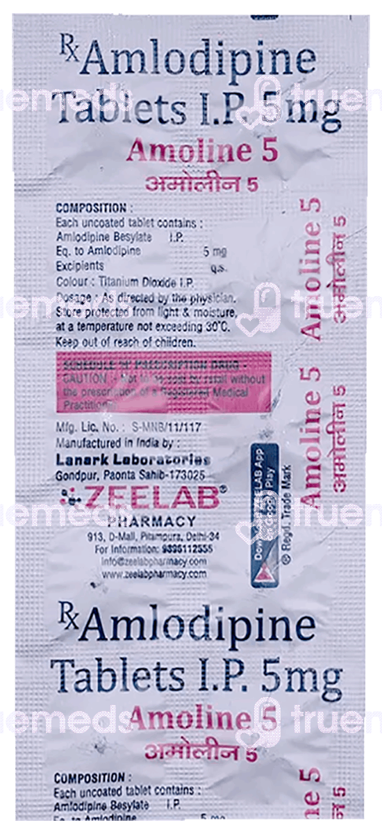 Amoline 5 Tablet 10: Uses, Side Effects, Price & Substitutes