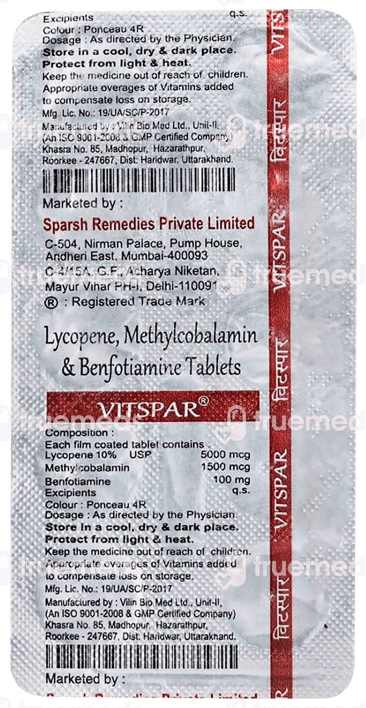 Vitspar Tablet 10 Mg - Uses, Side Effects, Dosage, Price | Truemeds