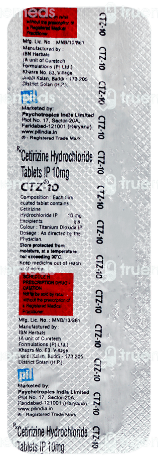 Ctz 10 MG Tablet: Uses, Side Effects, Price & Substitutes