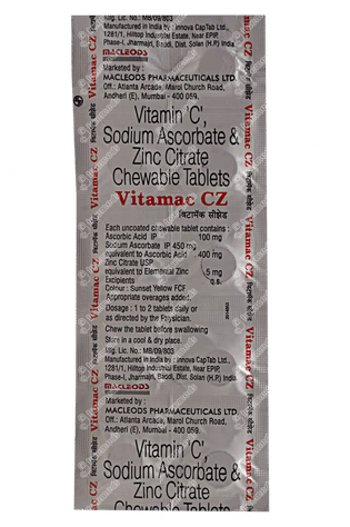 Vitamac Cz Chewable Tablet 10 - Uses, Side Effects, Dosage, Price ...