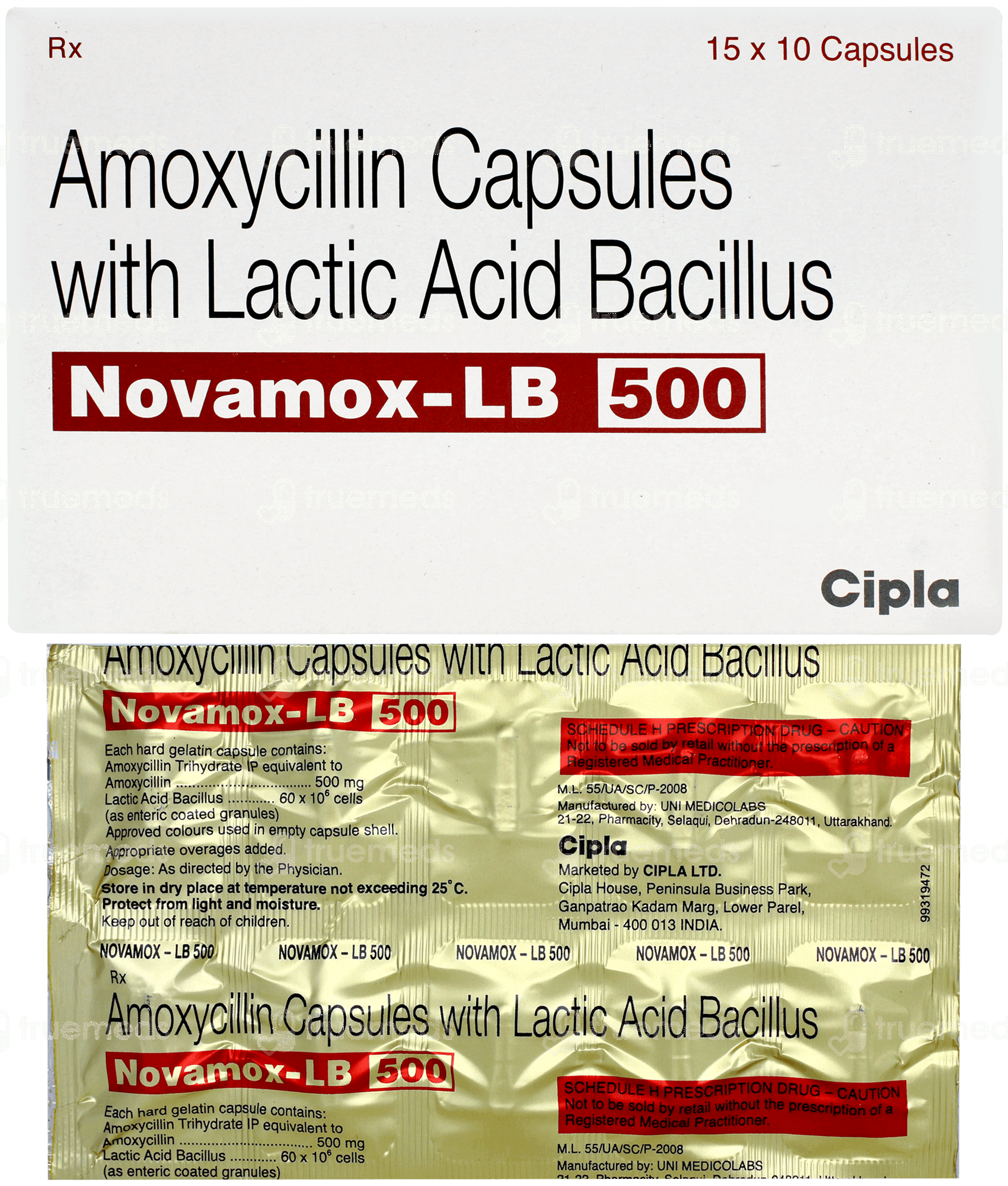Novamox Lb 500 Mg Capsule 10 - Uses, Side Effects, Dosage, Price | Truemeds