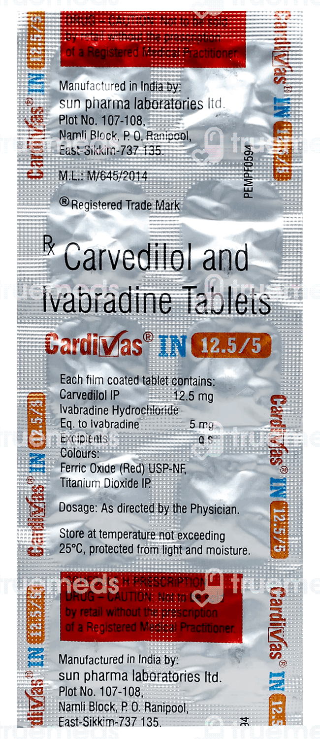 Cardivas In 1255 Mg Tablet 10 - Uses, Side Effects, Dosage, Price ...