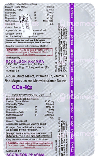 Cc8 K2 Tablet 10 - Uses, Side Effects, Dosage, Price | Truemeds