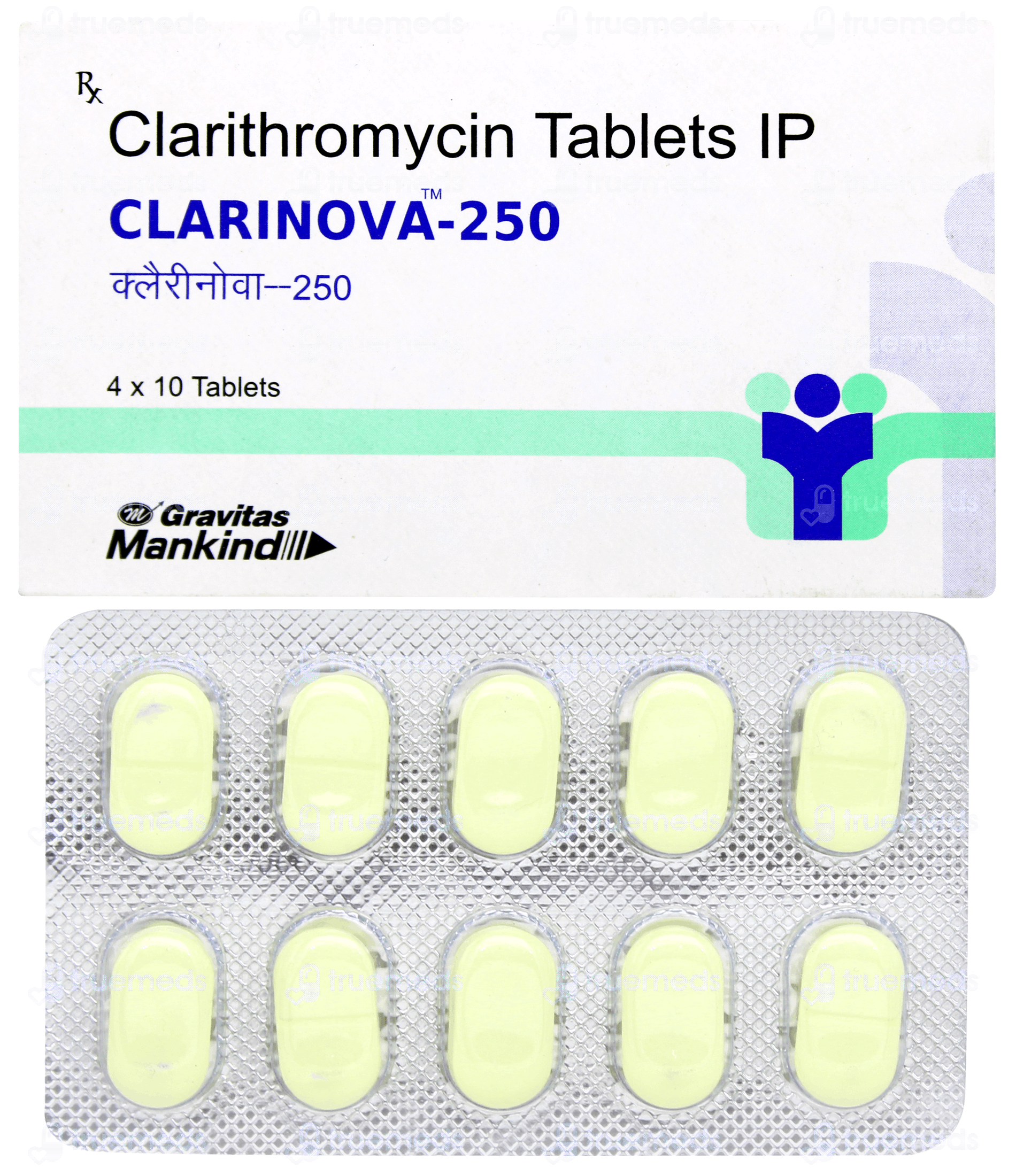 Clarinova 250 Mg Tablet 10 - Uses, Side Effects, Dosage, Price | Truemeds